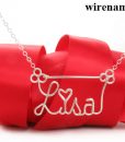 Wire Name necklace with custom Charm, Personalized name jewelry, ANY ...
