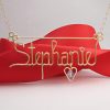 Wire Name necklace with custom Charm, Personalized name jewelry, ANY ...