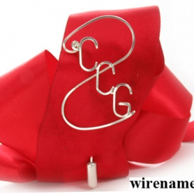 Hand-made personalized wire name necklaces, pendants, pins, brooches ...